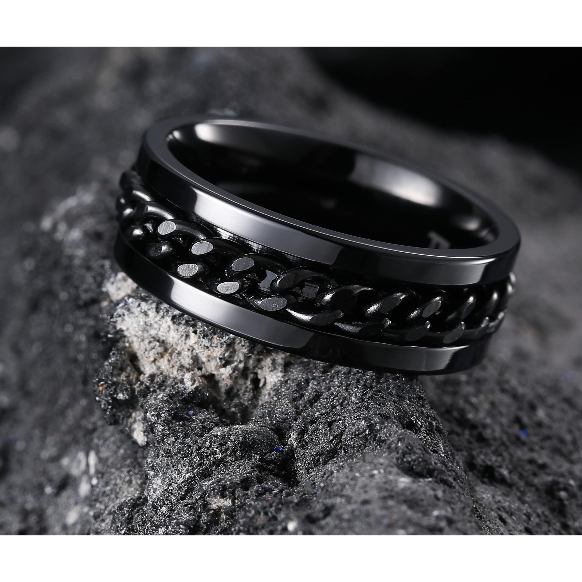 Inel fidget, inel pentru reducerea anxietatii, inel cu lant pentru ...