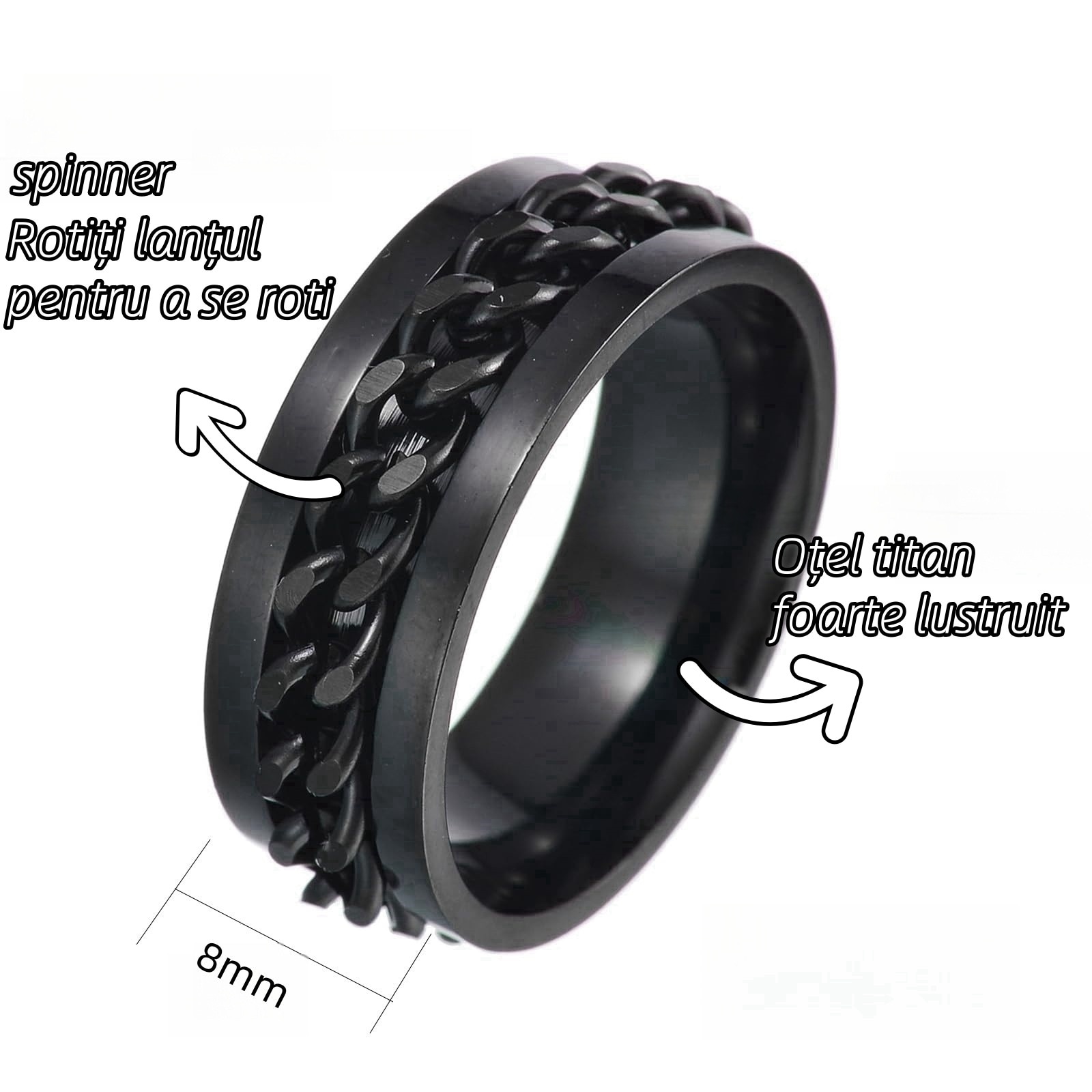 Inel fidget, inel pentru reducerea anxietatii, inel cu lant pentru ...