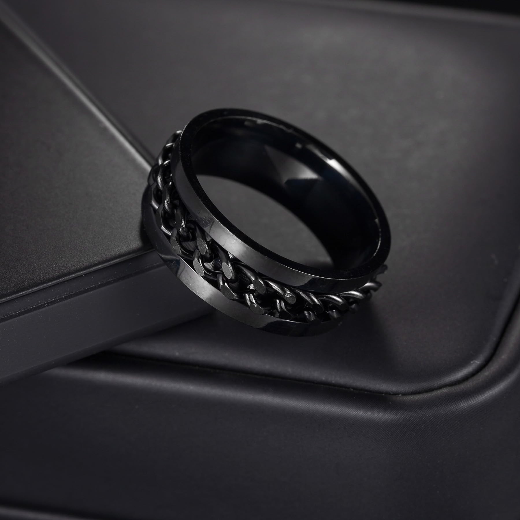 Inel fidget, inel pentru reducerea anxietatii, inel cu lant pentru ...