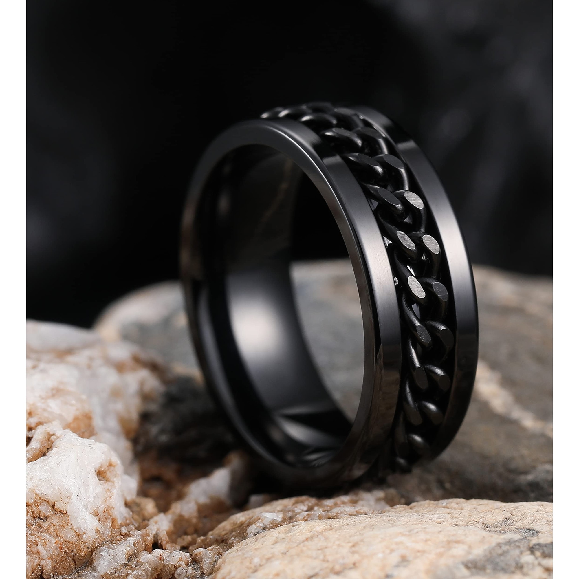 Inel fidget, inel pentru reducerea anxietatii, inel cu lant pentru ...