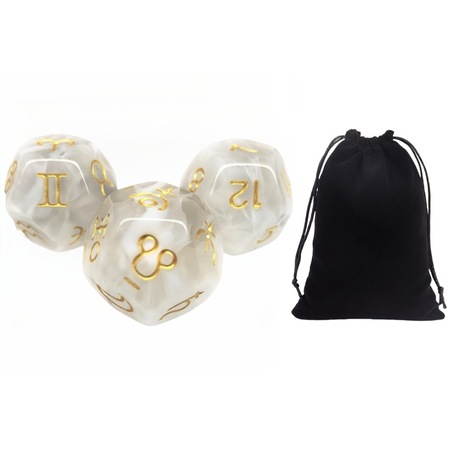 Set de zaruri pentru divinatie astrologica, cu sclipici, 3 zaruri cu 12 ...