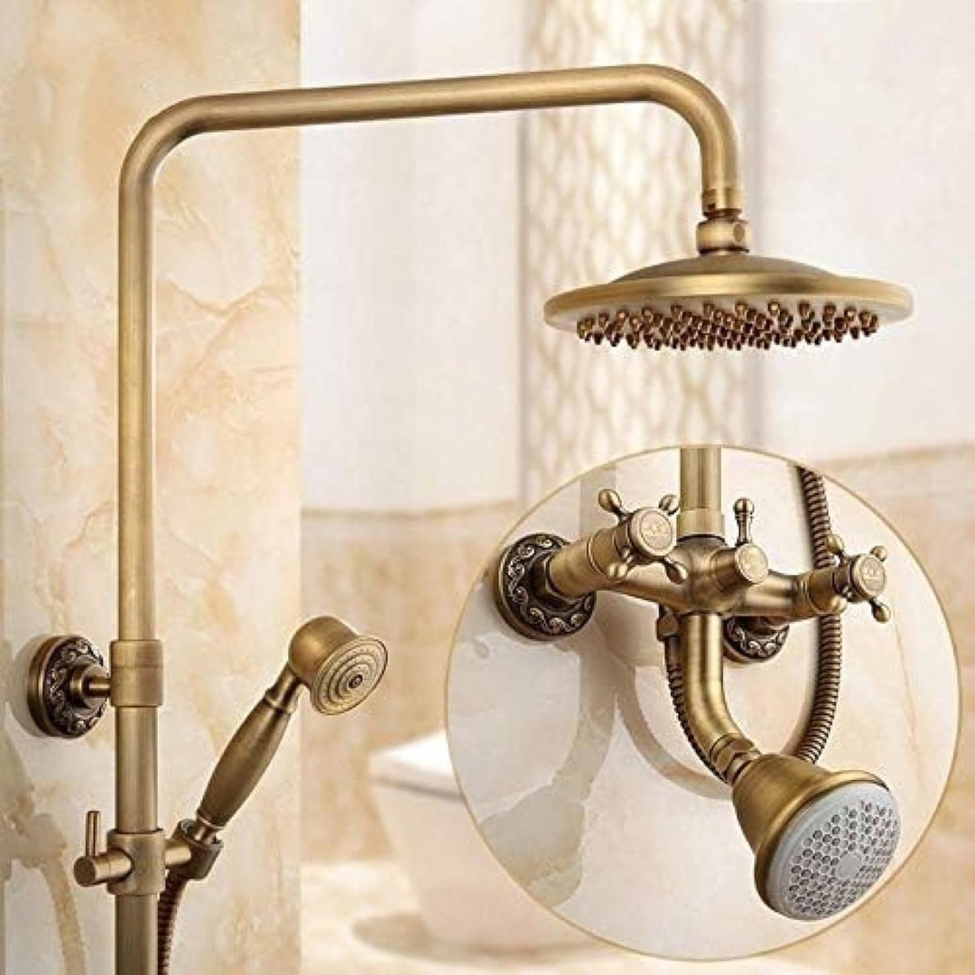 Set Dus Retro 3 Functii, Bronz Antichizat, Instalare Pe Perete, Para de ...