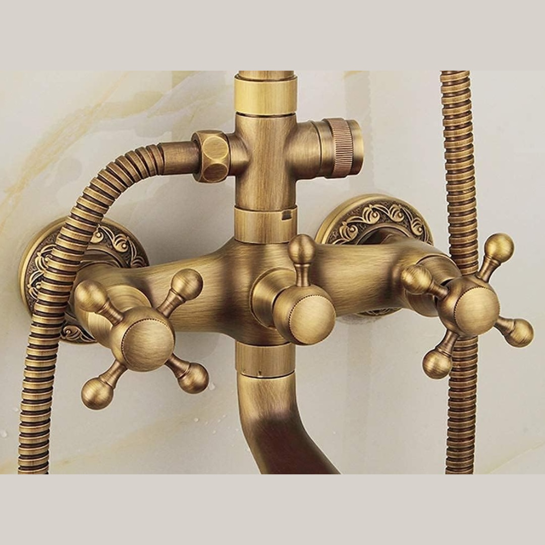 Set Dus Retro 3 Functii, Bronz Antichizat, Instalare Pe Perete, Para de ...