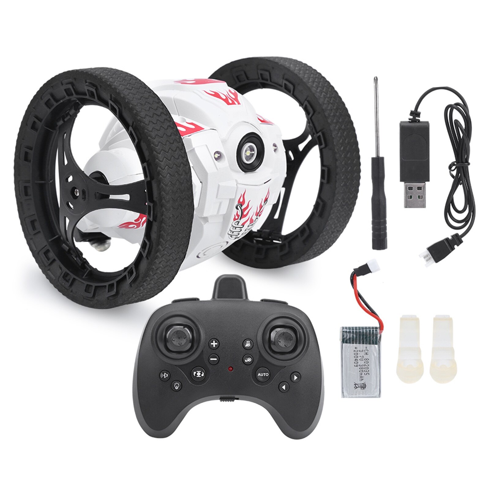 Masinuta RC Enforose, 2.4G, rotire 360 grade, alb, set complet cu ...