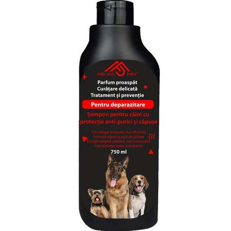 Sampon pentru caini Fish & Paws ® cu protectie anti purici si capuse ...