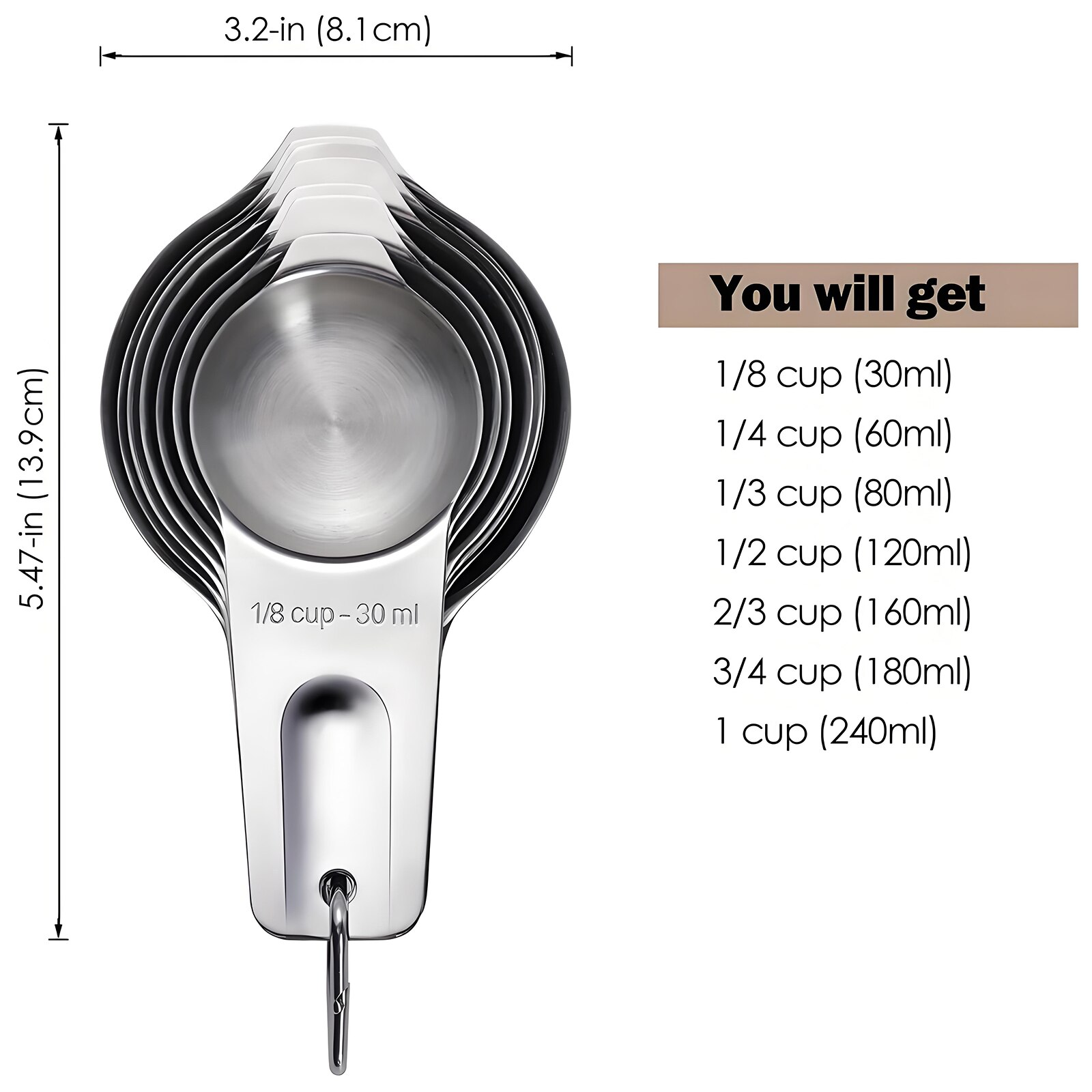 Set 7 ustensile pentru bucatarie, otel inox cani de masurat, cana ...