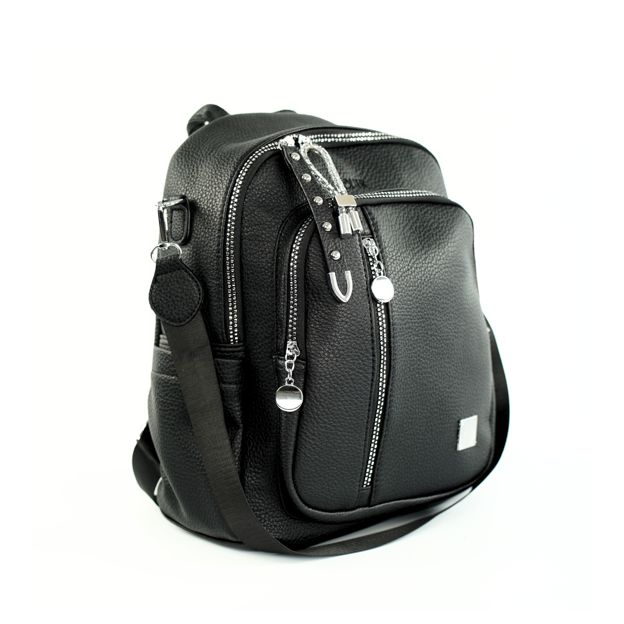 Rucsac dama Solier FV03 Svalen, negru, 2in1 cu functie de geanta, usor ...