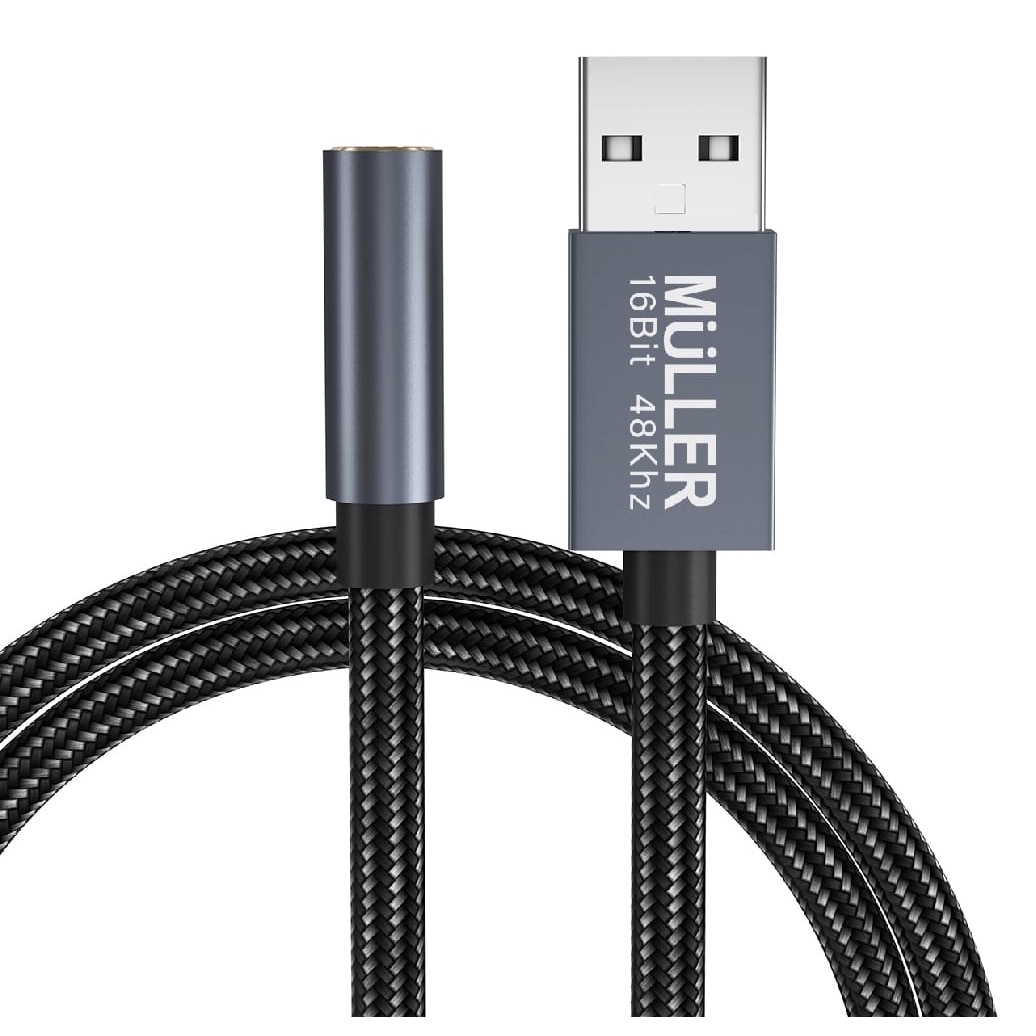 Müller® външна звукова карта тип аудио адаптер, USB мъжки към TRSS жак ...
