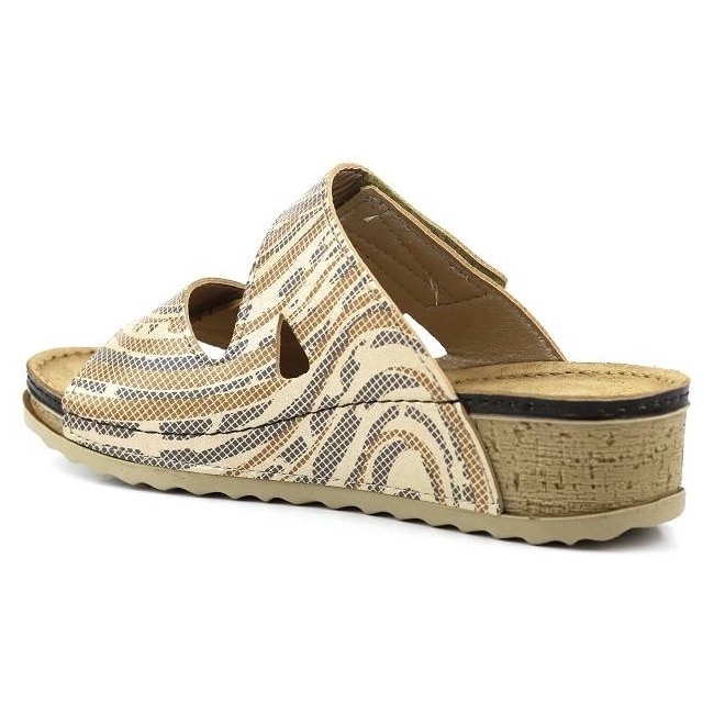 Slapi dama INBLU, bretele velcro, bej, piele ecologica, 37 EU - eMAG.ro