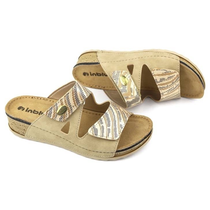 Slapi dama INBLU, bretele velcro, bej, piele ecologica, 37 EU - eMAG.ro