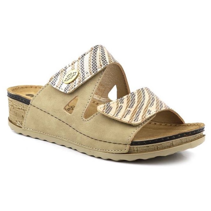 Slapi dama INBLU, bretele velcro, bej, piele ecologica, 37 EU - eMAG.ro