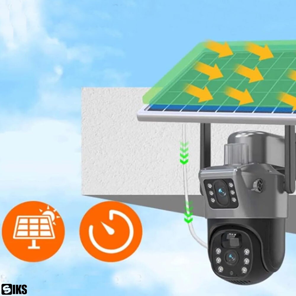 Camera De Supraveghere Video CCTV Dubla WIFI 4G SIKS, Slot Sim, Panou ...