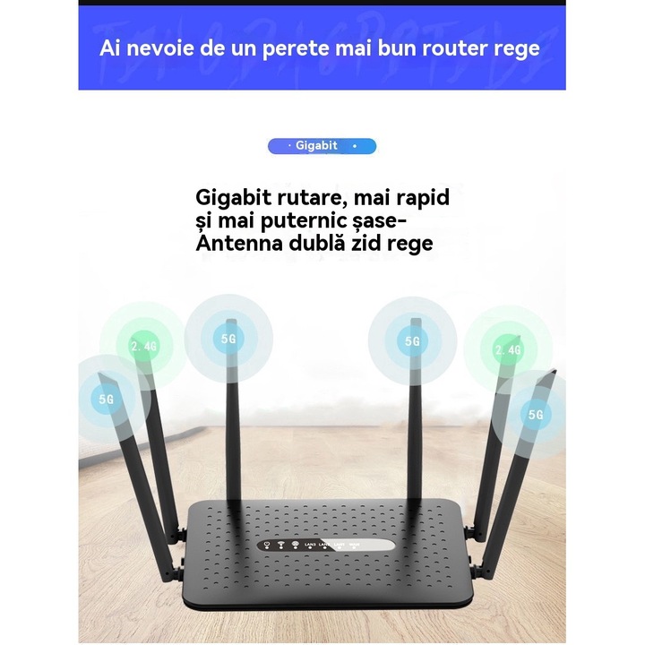 Router wireless, 4G/5G WiFi, AC1200 dual band, viteza de retea 1000Mbps ...