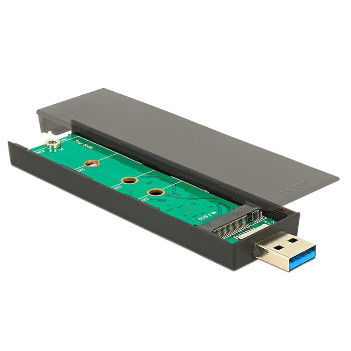 Rack extern pentru SSD, Delock, 42593, M.2 SATA, USB 3.1, Negru - eMAG.ro