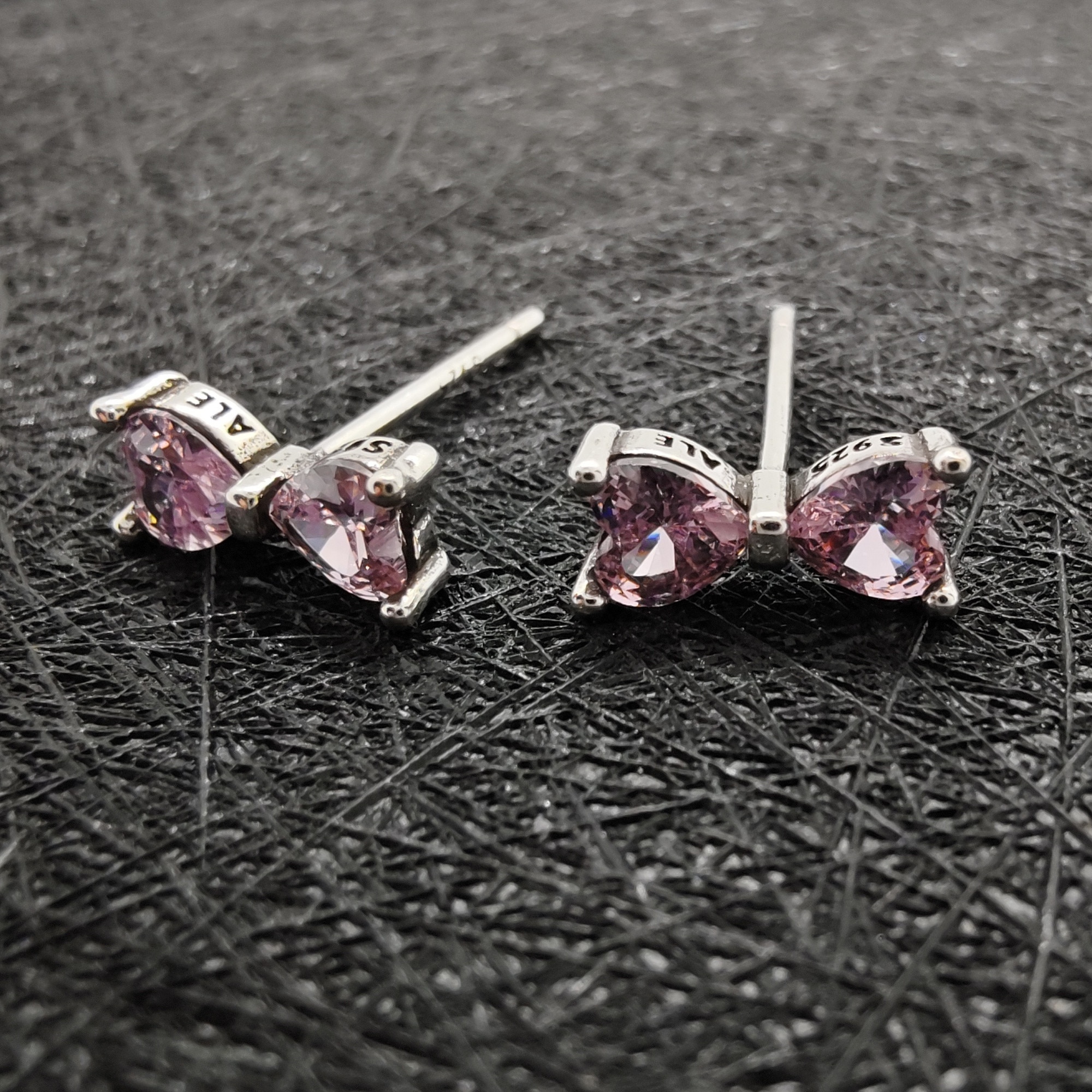 Cercei cu fundita, Cristale Swarovski, Roz - eMAG.ro