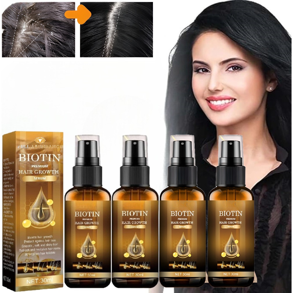 4 x Ser Biotin pentru Par, Tratament Crestere Rapida, Intarire Fir, Opreste Caderea Parului ...