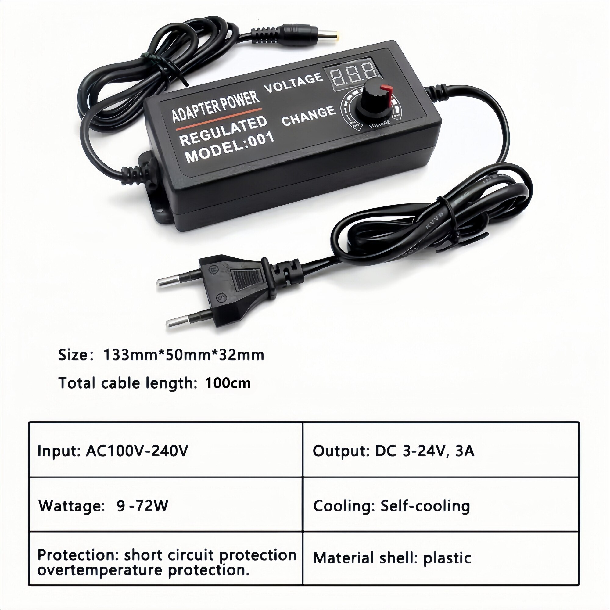 Alimentator Reglabil Universal 3-24V, 3A, LED Afisaj Digital de Voltaj ...