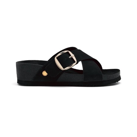 Gioseppo, Papuci cu talpa wedge si barete incrucisate Winn, Negru, 37 ...
