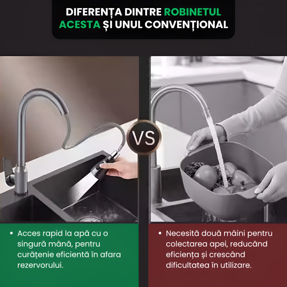 Robinet Bucatarie Tragere Extensibila, Otel Inoxidabil 304, 3 Moduri ...