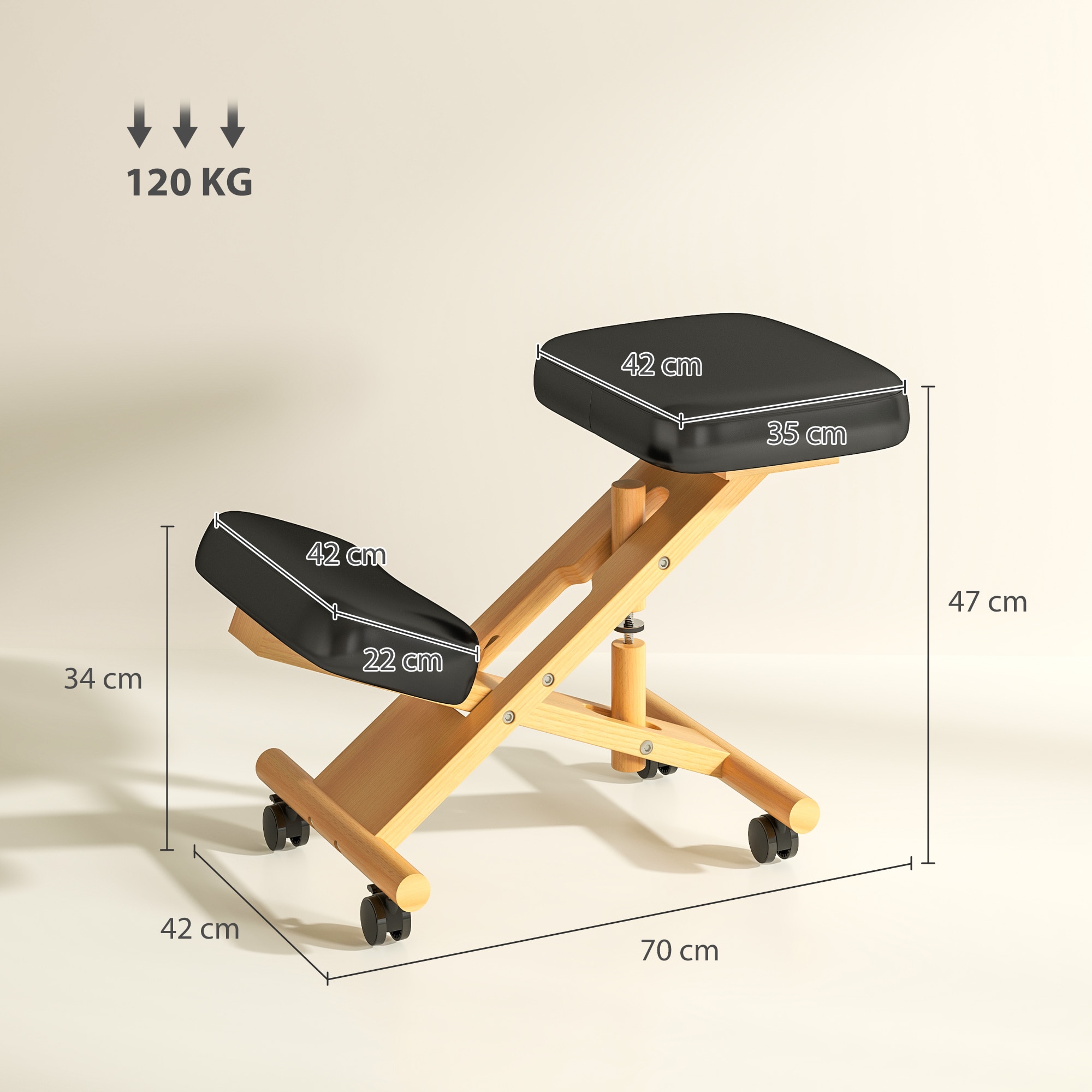 Scaun ergonomic pentru genunchi HOMCOM cu inaltime reglabila, scaun ...