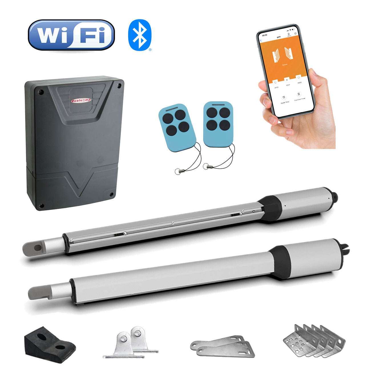 Kit automatizare porti batante WiFi, 2 x 3 m, 2 x 350 Kg, Dualcomp APB ...