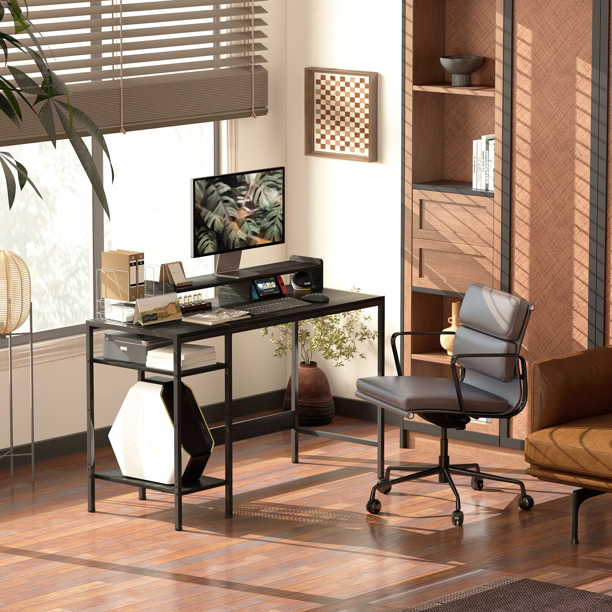 Birou pentru PC HOMCOM cu raft reversibil, birou pentru computer cu ...