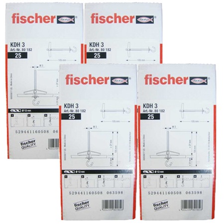 Pachet 4 cutii - Dibluri ancora, Fischer, Pentru rigips, 4 x 25 buc ...