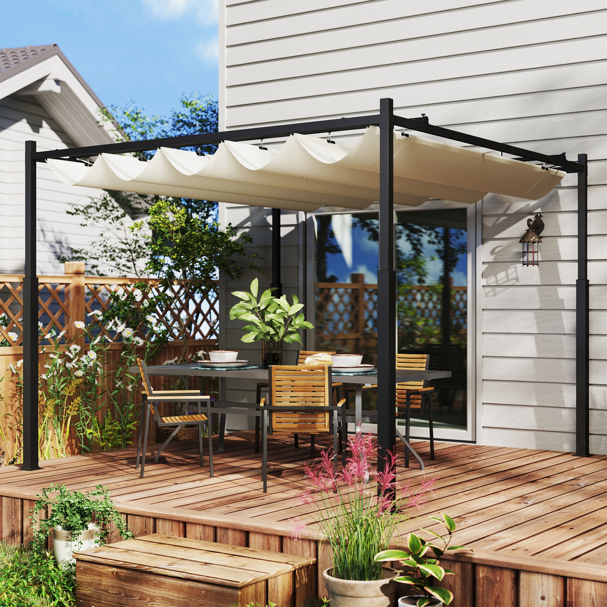 Outsunny Foisor Pergola 3x3 m pliabil rezistent la apa, pentru gradina ...