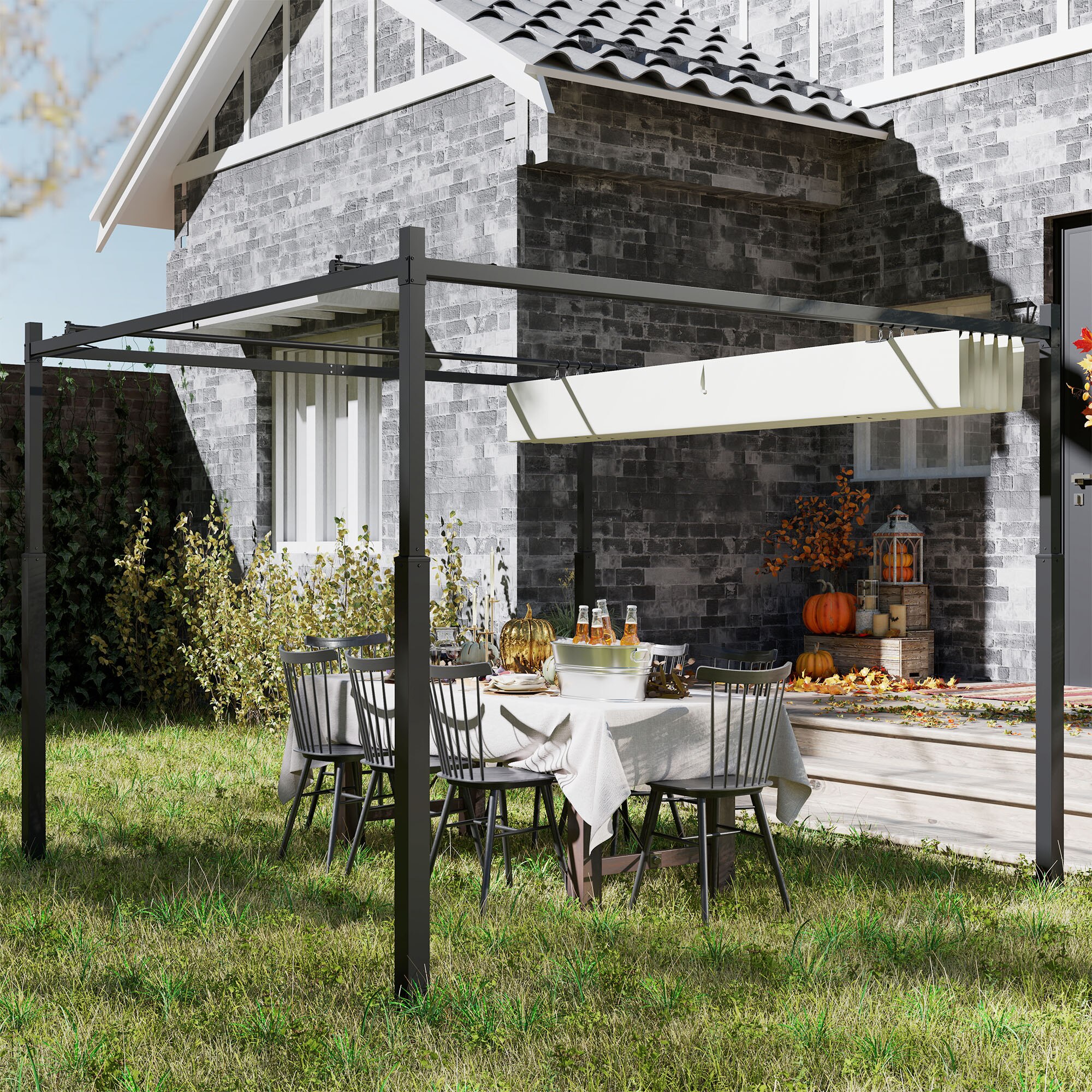 Outsunny Foisor Pergola 3x3 m pliabil rezistent la apa, pentru gradina ...