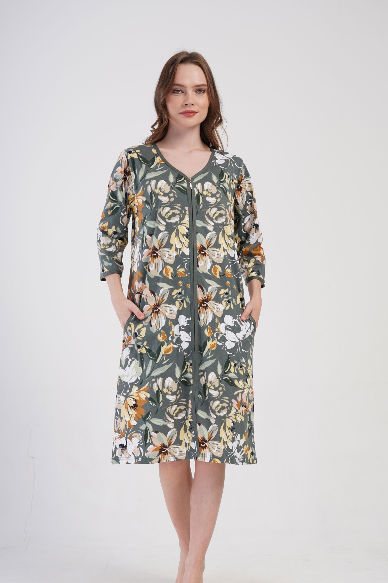 Halat cu fermoar bumbac Vienetta, Sakura, multicolor - eMAG.ro