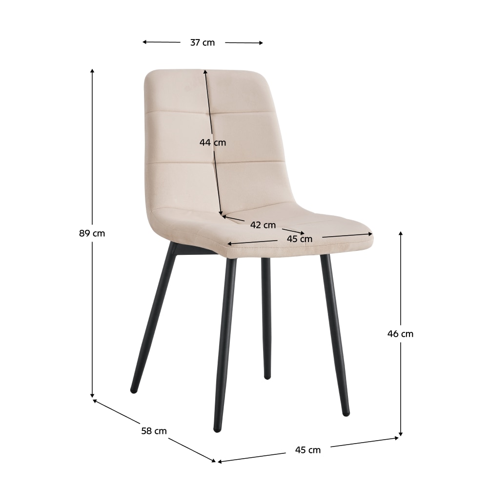 Scaun dining, bej, negru, tapitat, picioare din metal, design elegant ...