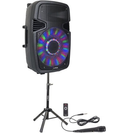 Boxa Activa 15"/38cm Iluminat Led Cu Bt/usb/sd/fm + Stand + Microfon ...