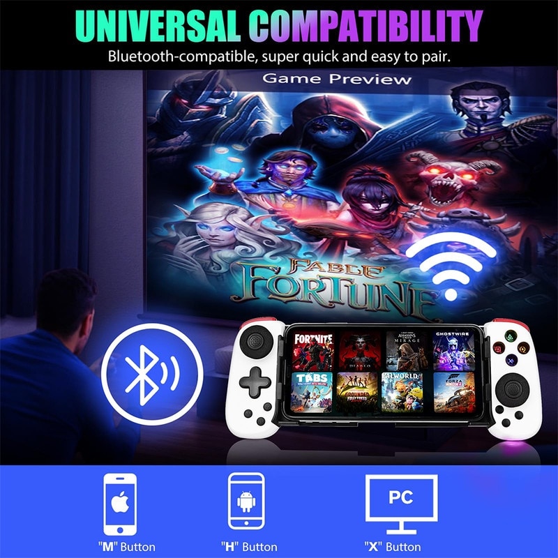Gamepad pentru jocuri, JESWO®, Turbo, vibratie duala, alb, 350mAh - eMAG.ro