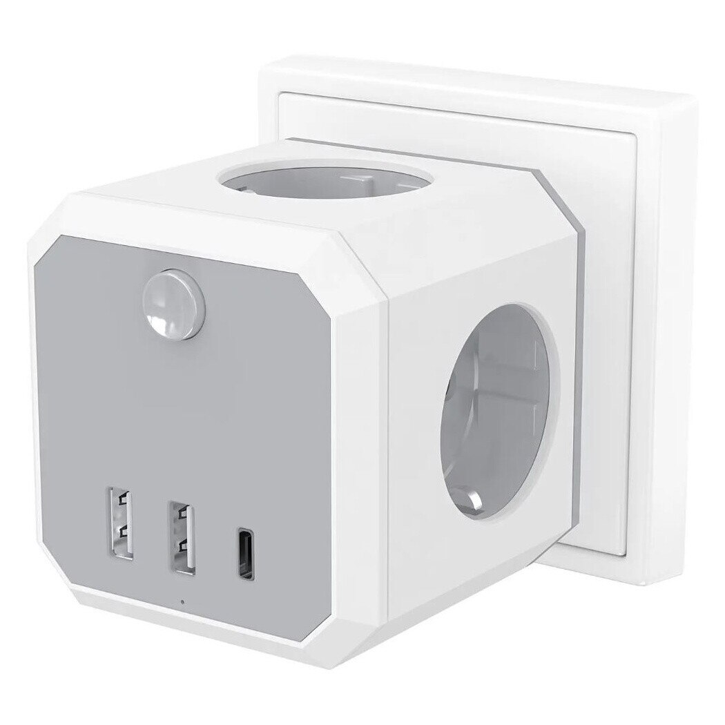 Priza Cubica 7 in 1, 4 Prize, 2xUSB, 1xType C, Incarcare Rapida ...
