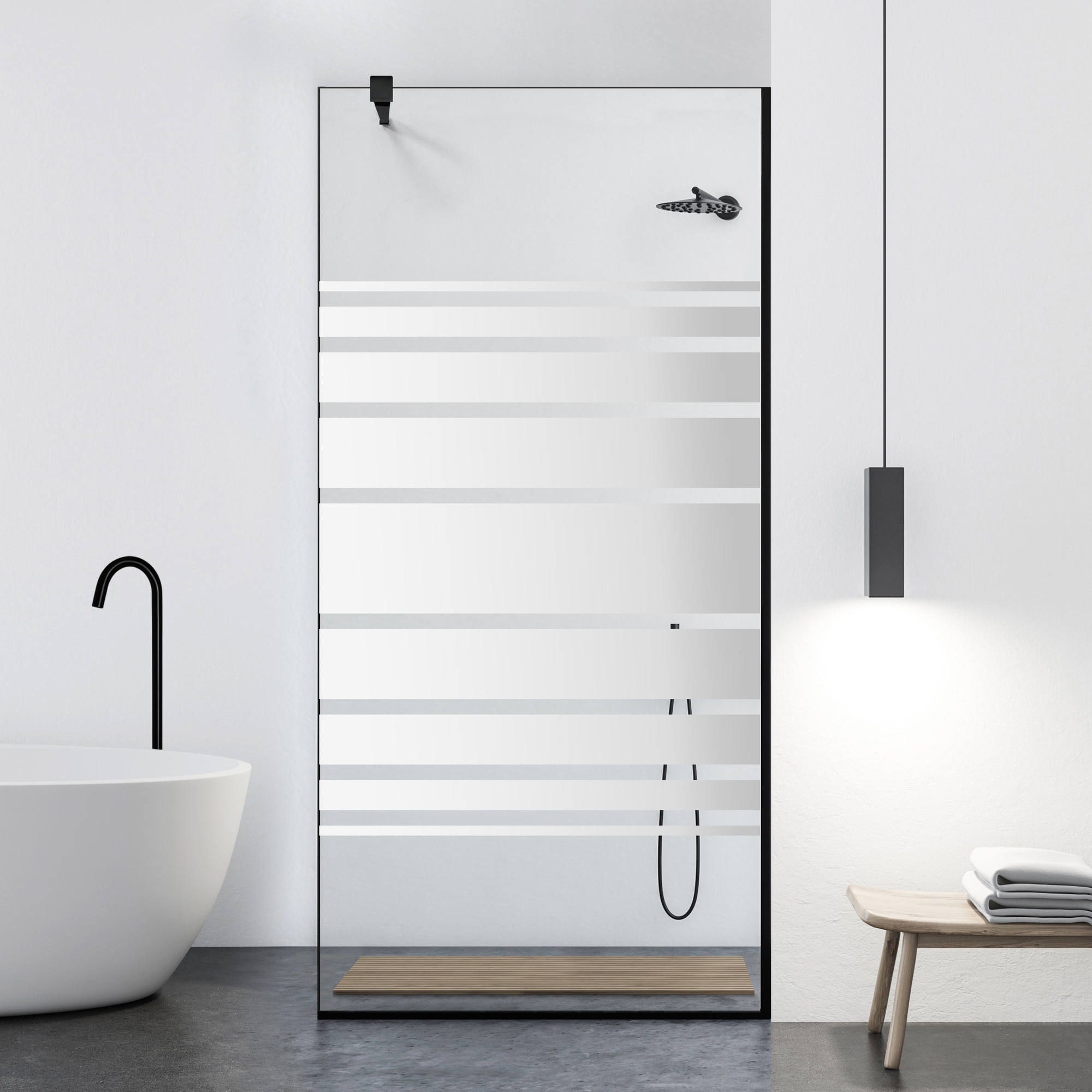 Paravan dus walk-in Aqua Class ® Black, model MULTILINE incolor, sticla ...