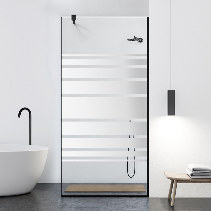 Paravan dus walk-in Aqua Class ® Black, model MULTILINE incolor, sticla ...