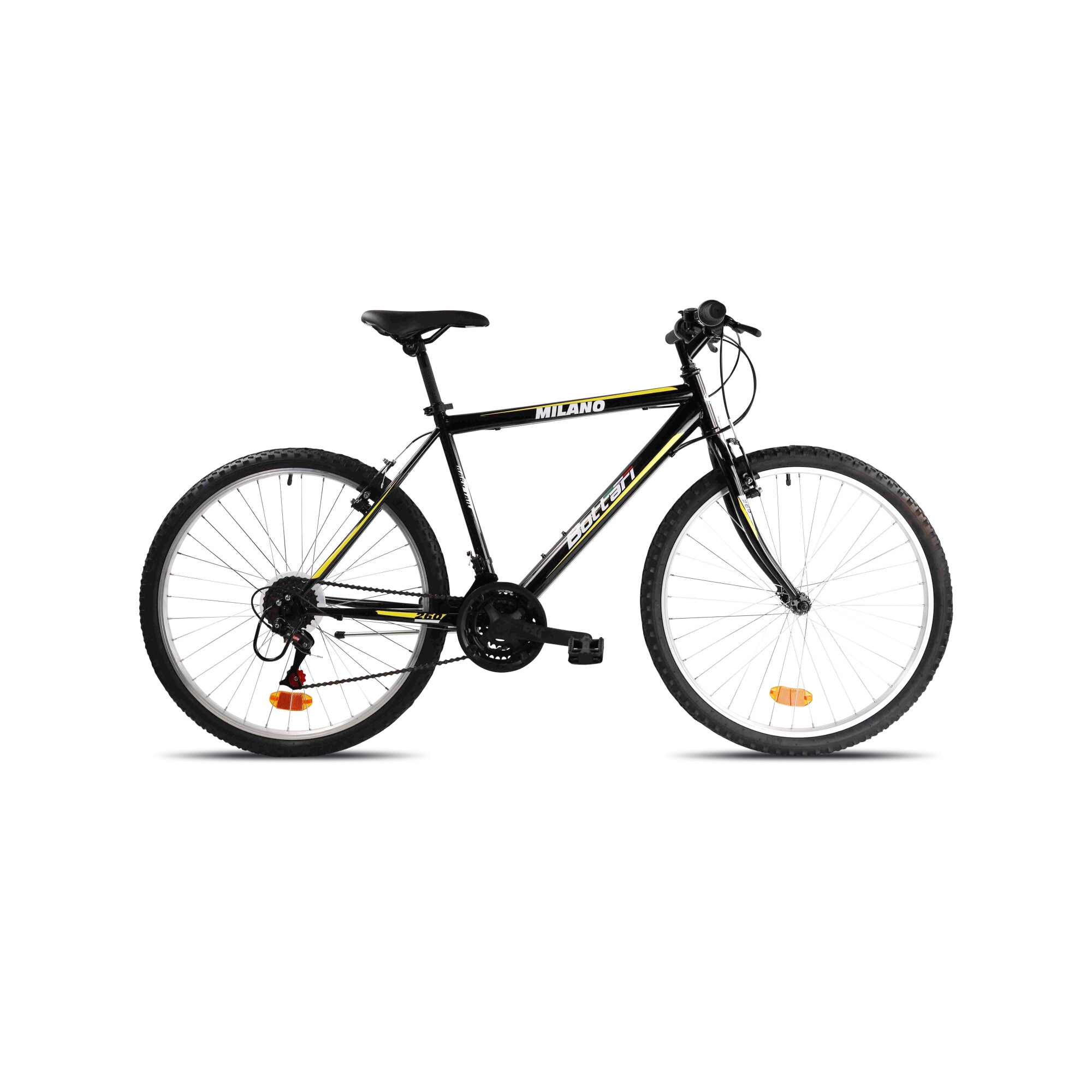 Bicicleta MTB Milano 26 Steel 18V, negru, galben - eMAG.ro