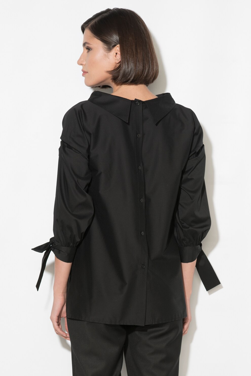 Zee Lane, Блуза с асиметричен подгъв, Черен, 36 - eMAG.bg