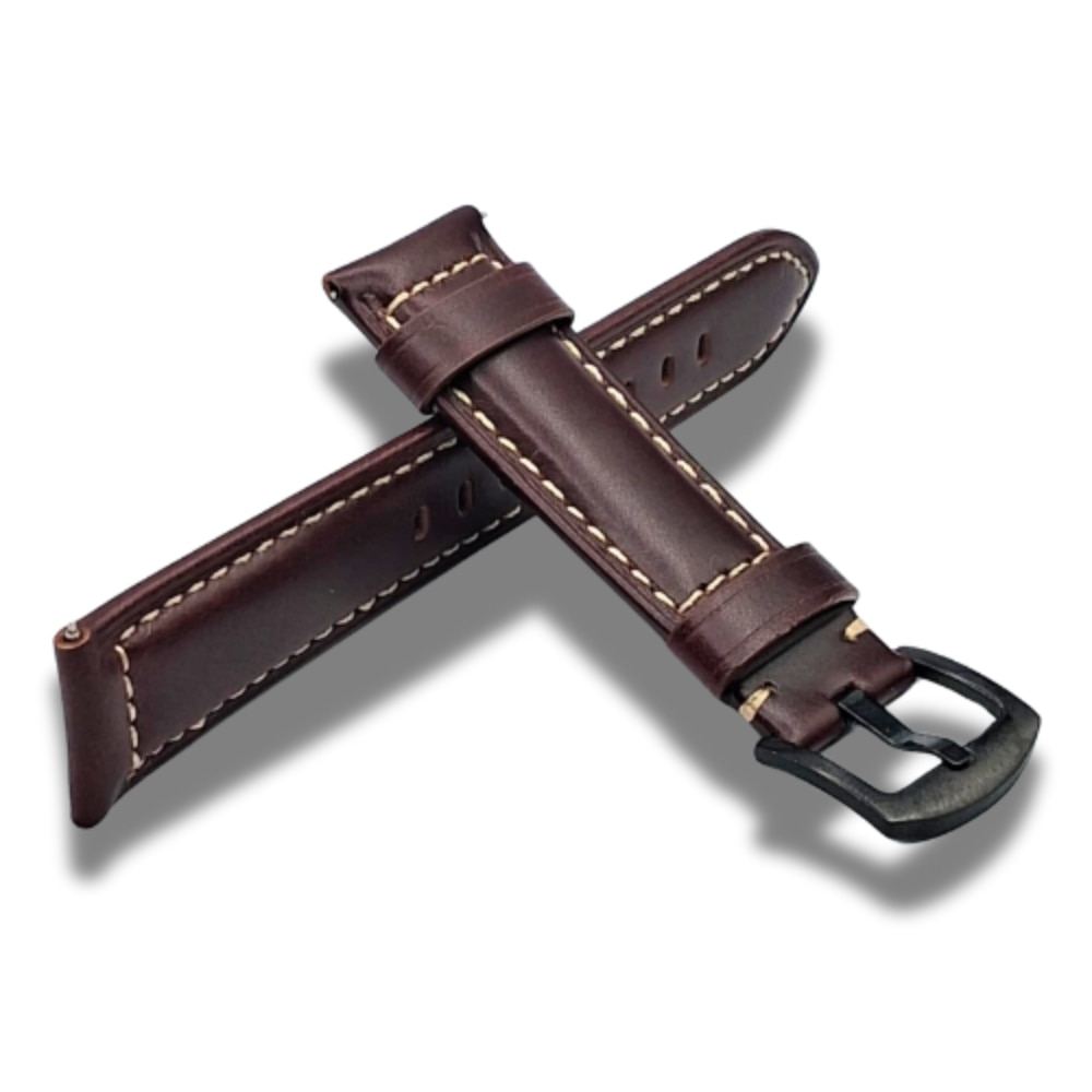 Curea Ceas Piele Naturala Maro Inchis 20mm Telescoape Catarama Neagra ...