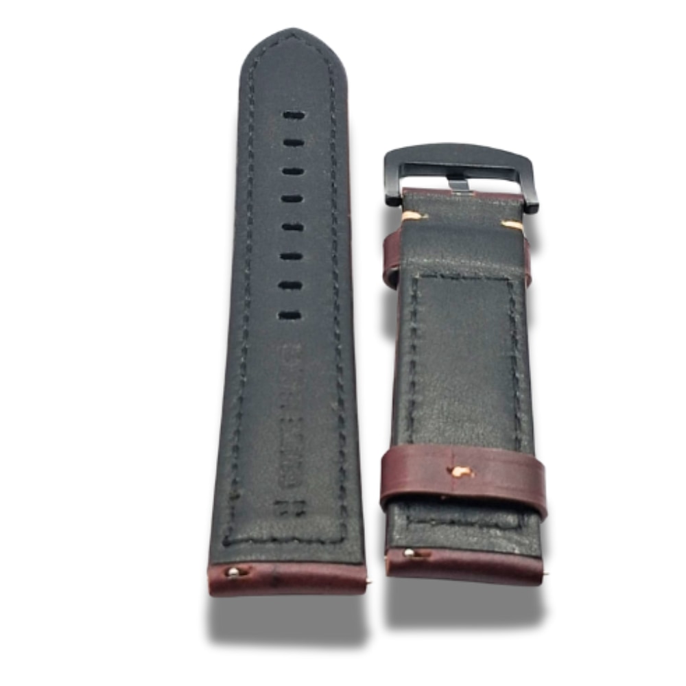 Curea Ceas Piele Naturala Maro Inchis 20mm Telescoape Catarama Neagra ...