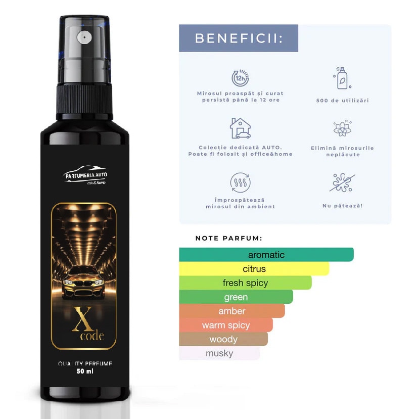 Xcode Parfum auto, Mascente, flacon 50 ml cu breloc cadou - eMAG.ro