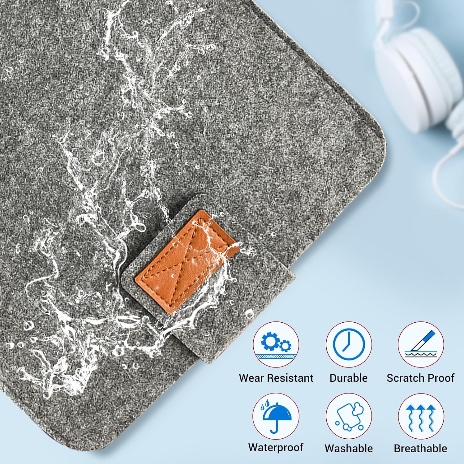 Husa laptop 15 inch, gri antracit, material pasla, protectie impotriva ...