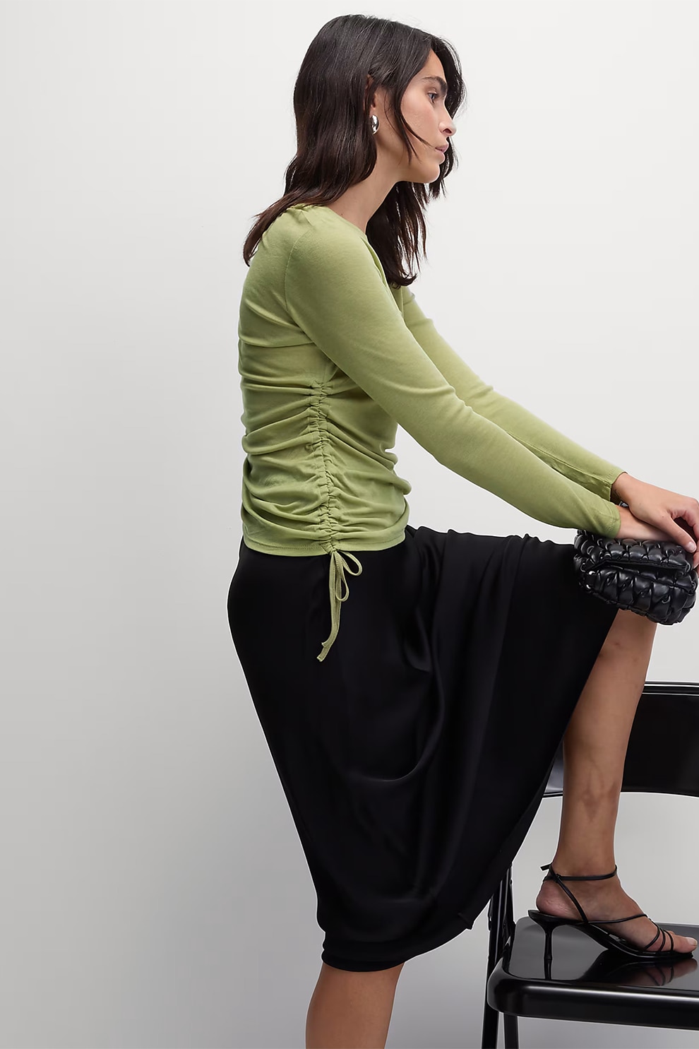 Marks & Spencer, Bluza din amestec de lana si lyocell cu volane in ...