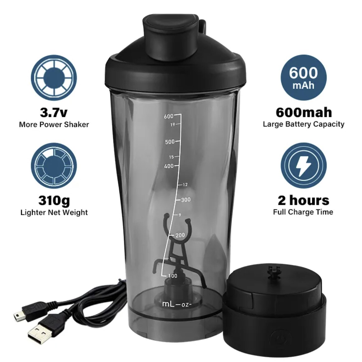 Shaker electric portabil cu motor puternic si incarcare USB – Solutia ...
