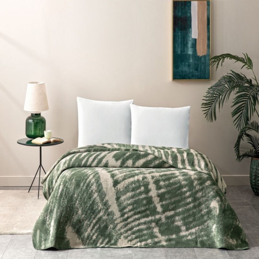 Patura pat dublu cu model geometric, 200x220cm, bumbac si fibra mixta ...