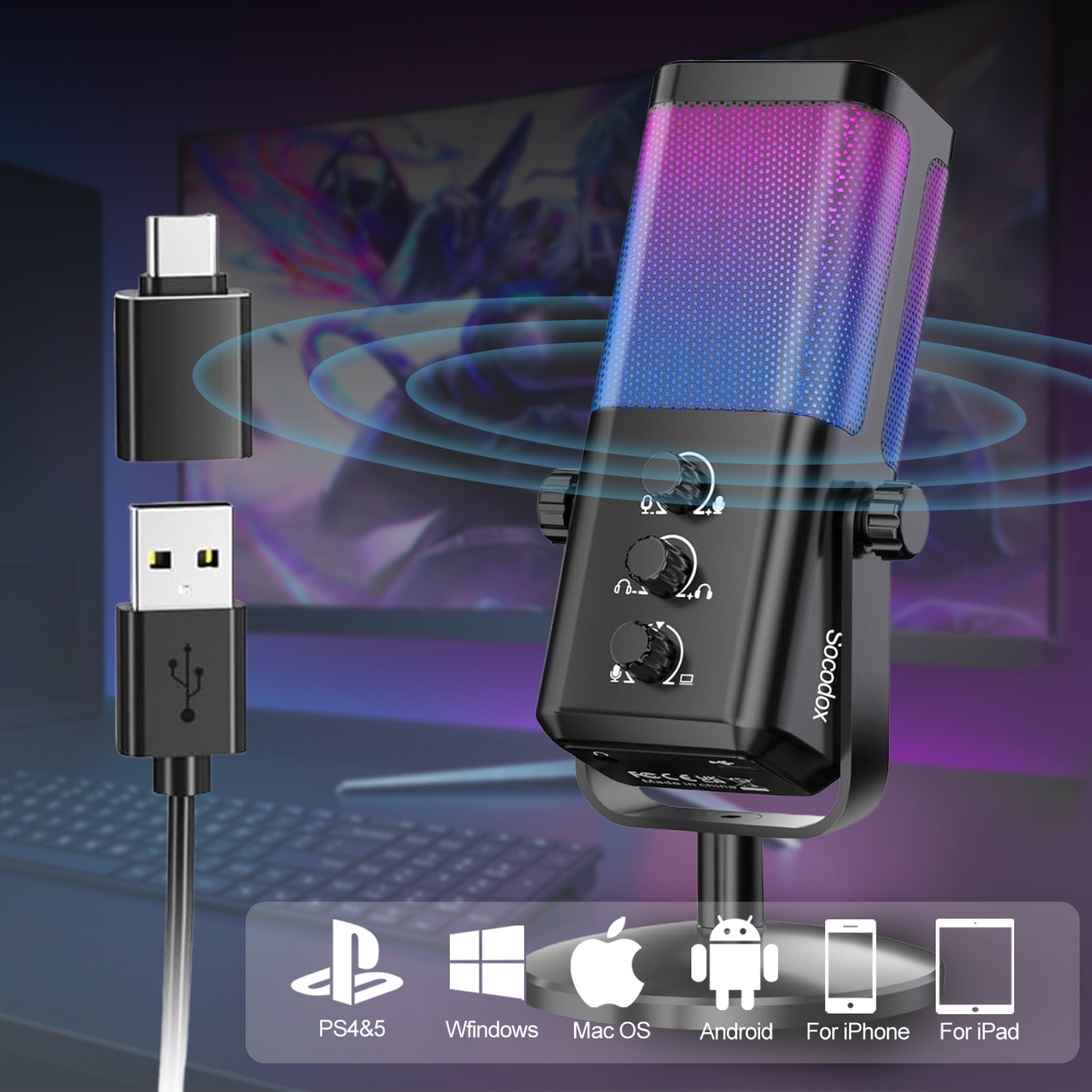 Microfon condensator Profesional, Socodox, reducere zgomot fundal ...