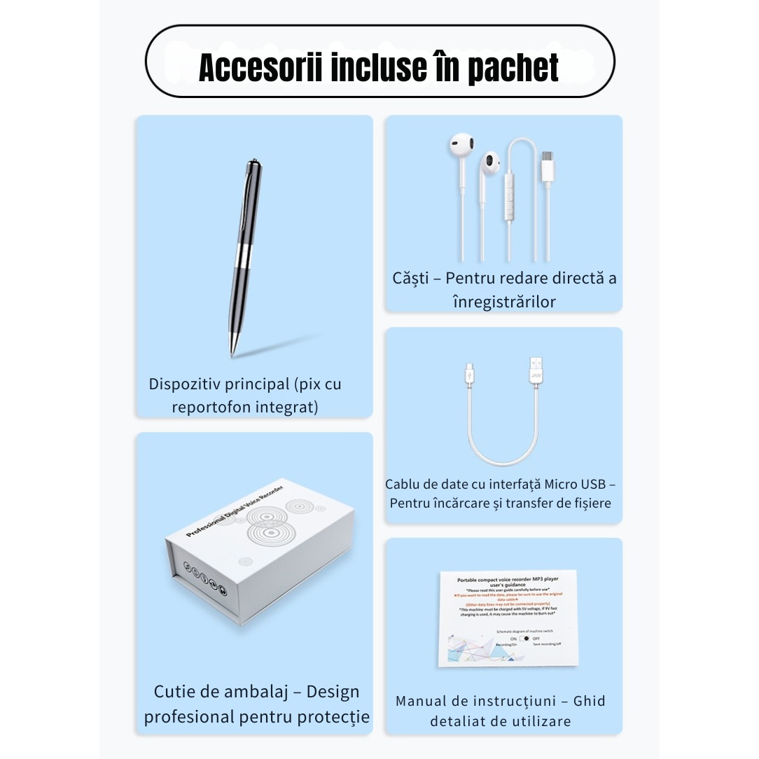 Reportofon Spion Ascuns in Pix, 16GB, Inregistrare Activata Vocal, 192 ...