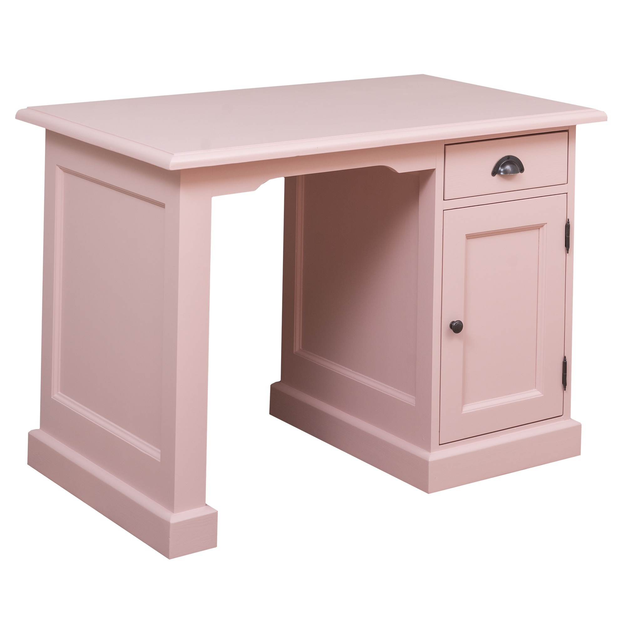 Birou cu 1 usa si 1 sertar, culoare roz P043, vopsit, 100% lemn masiv ...