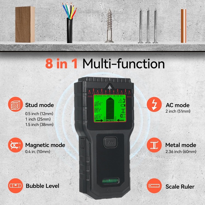 Detector de cabluri electrice 7-in-1，SHIJOOE®，Calibrare Automata ...