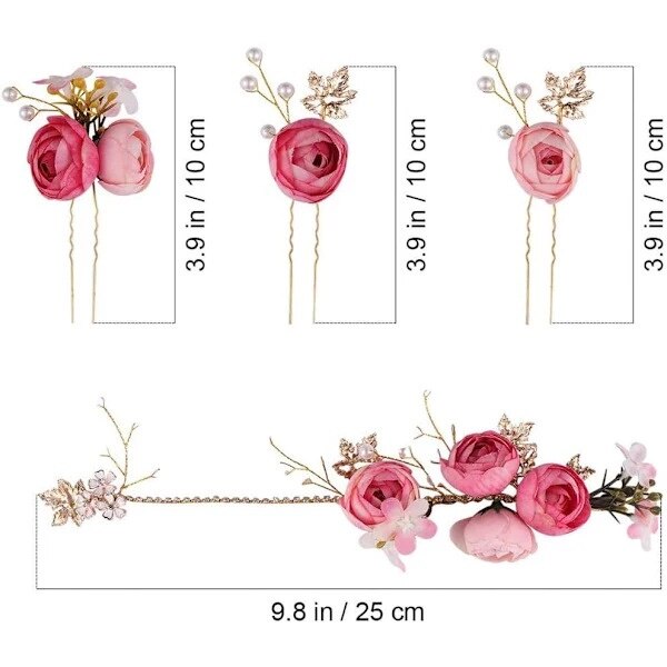 Set accesorii par pentru mireasa, 4 agrafe in forma de floare, flori ...